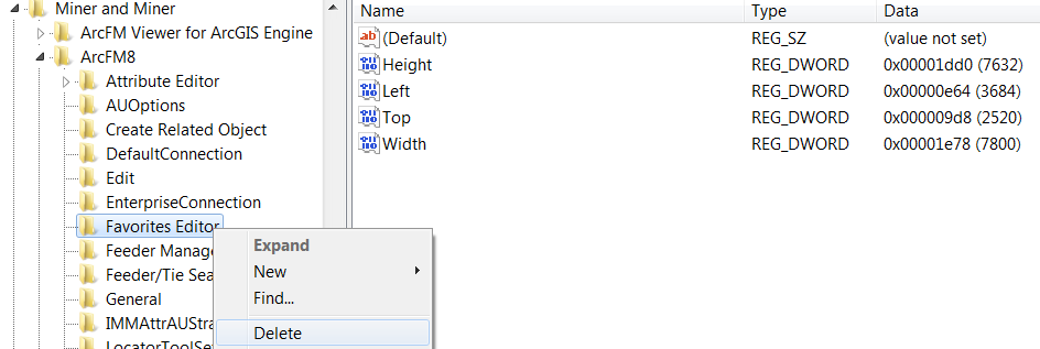 Solution - ArcFM - Hidden Favorites Editor Dialog
