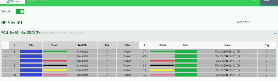Enhanced Fiber Splice Report