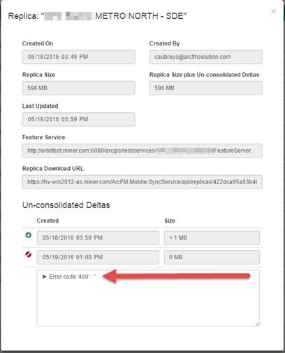 Solution - ArcFM Mobile - Delta Creation Failure Error Code 400-Retired