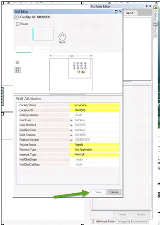 Solution - ArcFM - Wall Editor to edit walls, the Save button remains ...