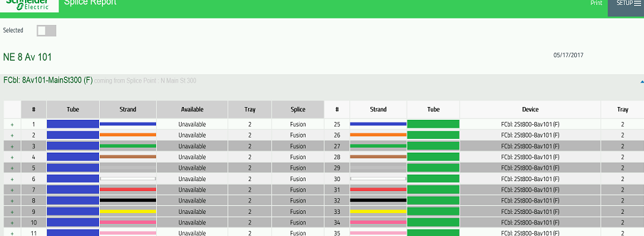 Enhanced Fiber Splice Report