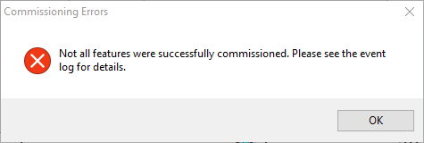 Solution - Designer Express - Error When Commissioning a Feature ...