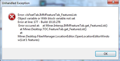 Solution - Fiber Manager - Unhandled Exception When Opening Location Editor