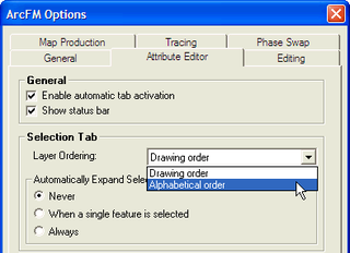 ArcFM Attribute Editor Selection Results – Order of Natural Selection